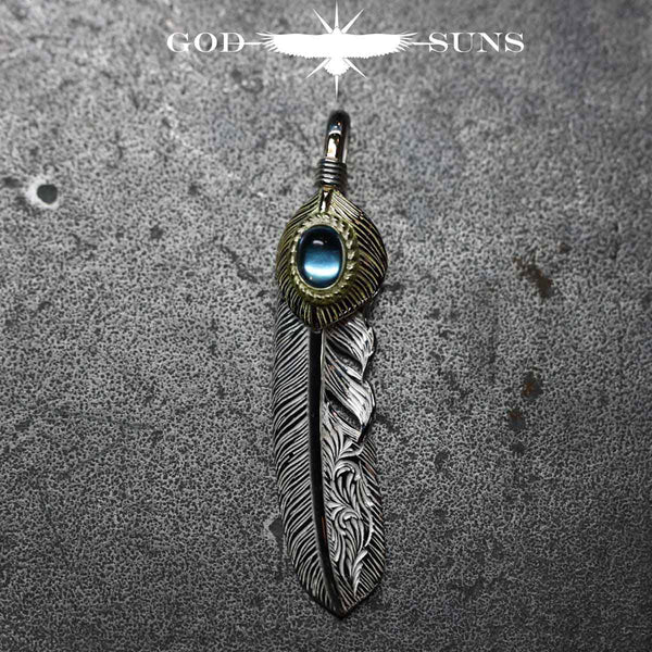 お正月限定アイテム Ll金ハート唐草フェザー金縄ブルートパーズ（右向き68mmタイプ God Suns 1081